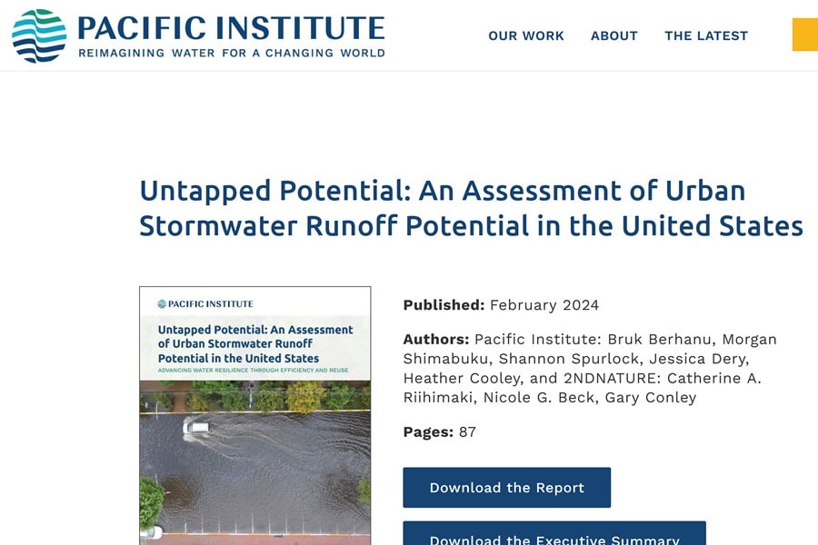El Pacific Institute publica un Informe sobre Aguas de Lluvia - ASERSAgua
